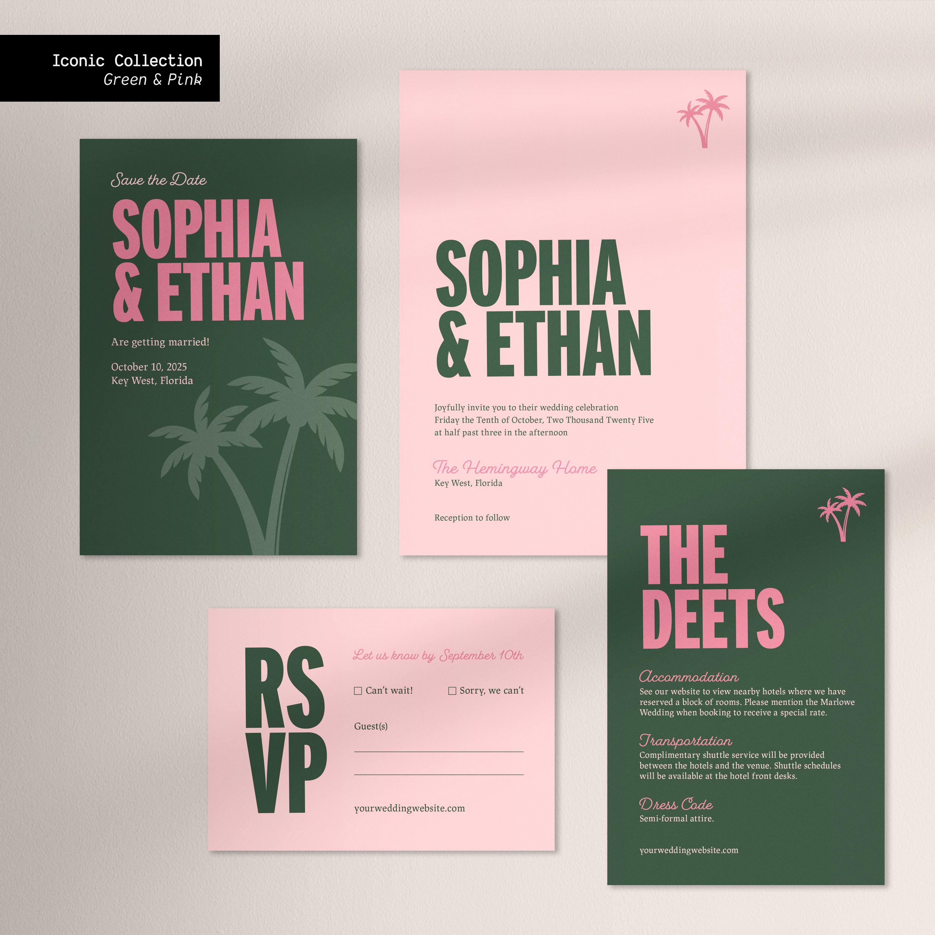 ICONIC Semi-custom Wedding Invite Suite | Pick Icon & Color Scheme ...