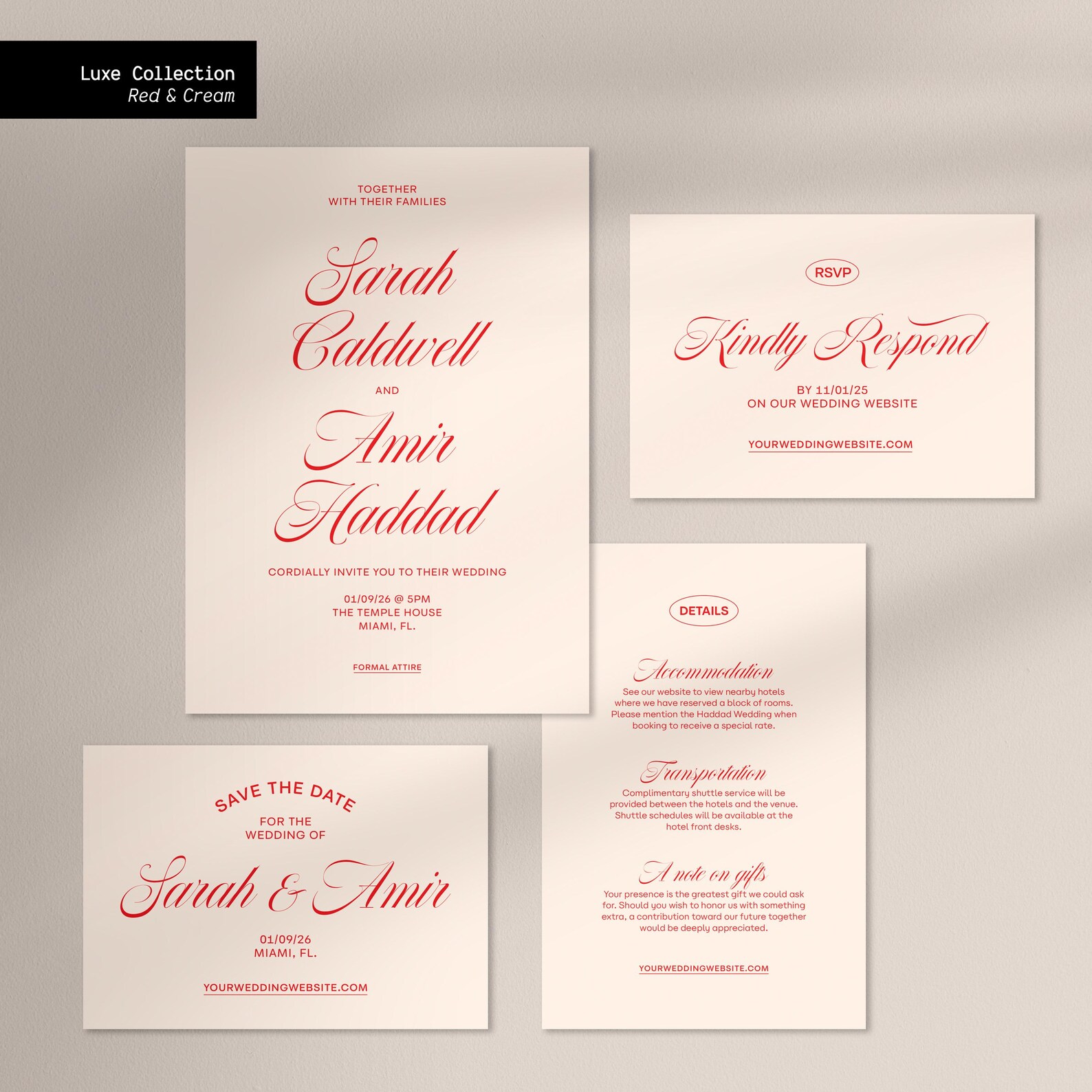 LUXE Semi-custom Wedding Invite Suite | Pick a Color Scheme | Digital ...