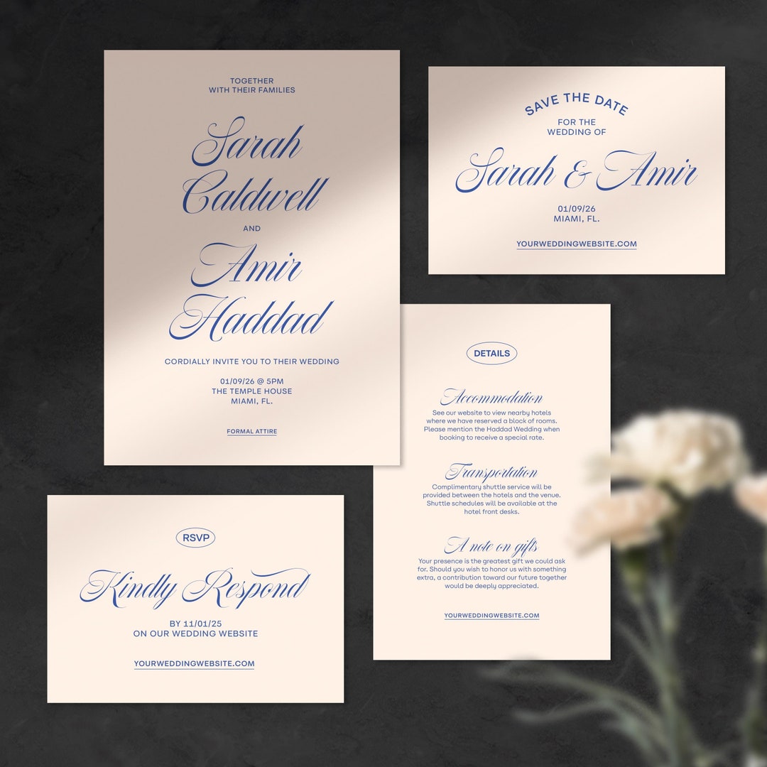 LUXE Semi-custom Wedding Invite Suite | Pick a Color Scheme | Digital ...