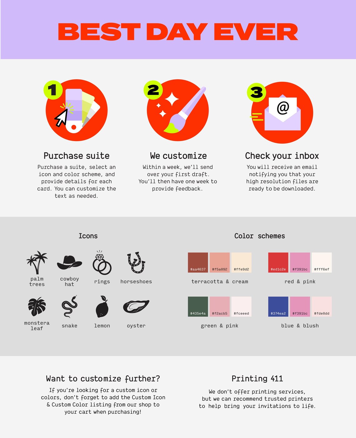 ICONIC Semi-custom Wedding Invite Suite | Pick Icon & Color Scheme ...