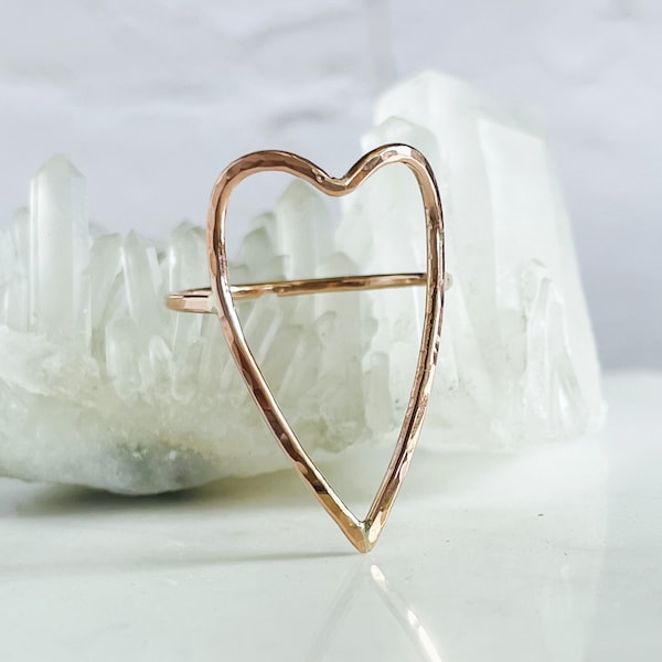 Open Heart Ring - Etsy