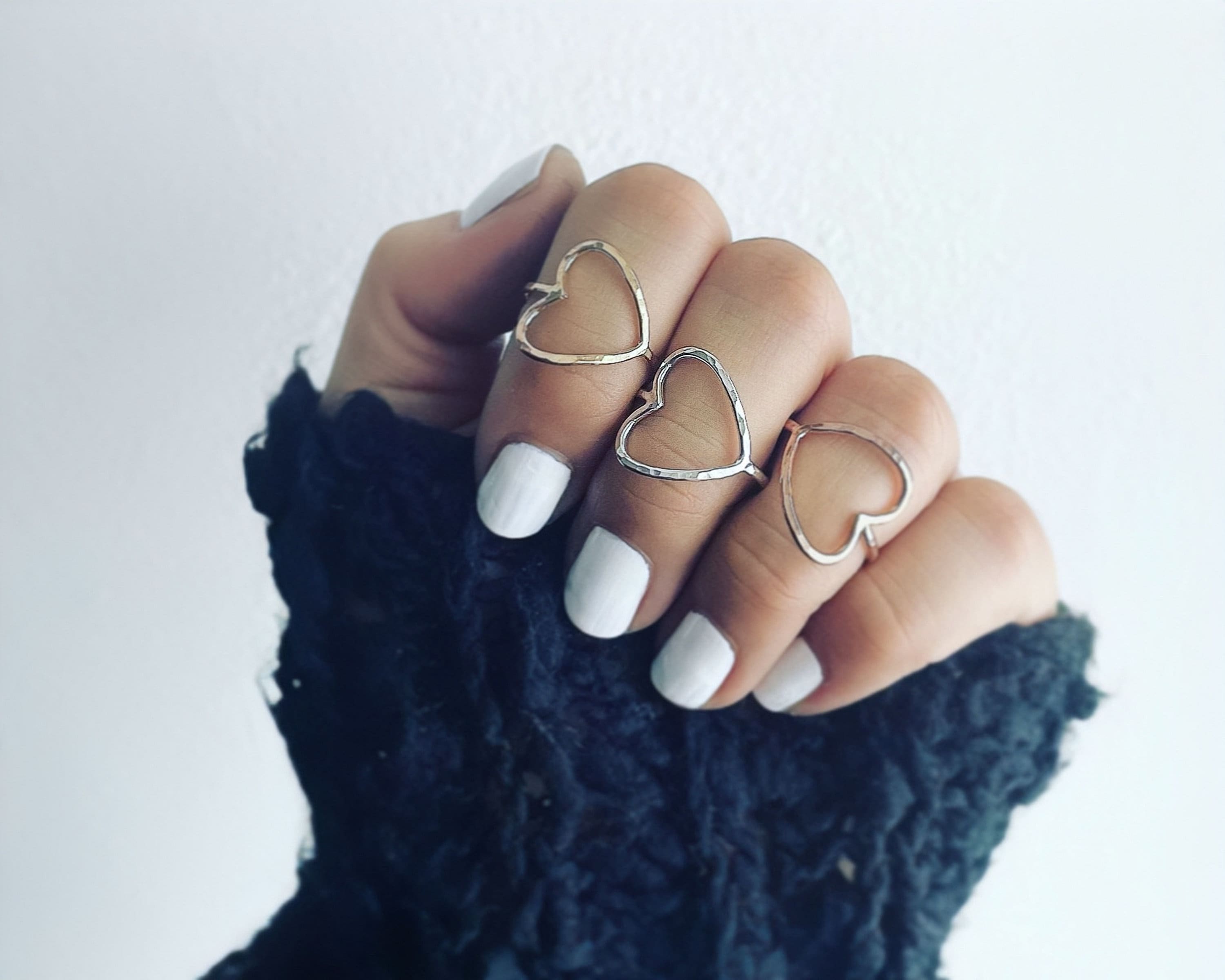 Sideway Heart Ring Love Ring Open Heart Ring Heart Ring | Etsy