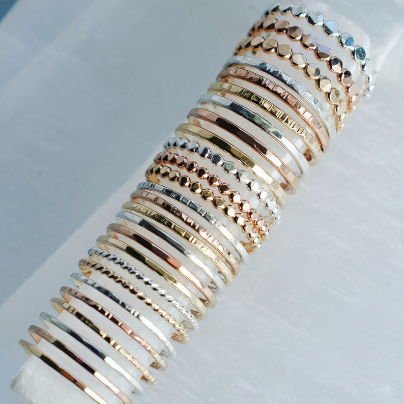 Stacking Rings Gold Stack Ring Minimalist Hammered Ring - Etsy