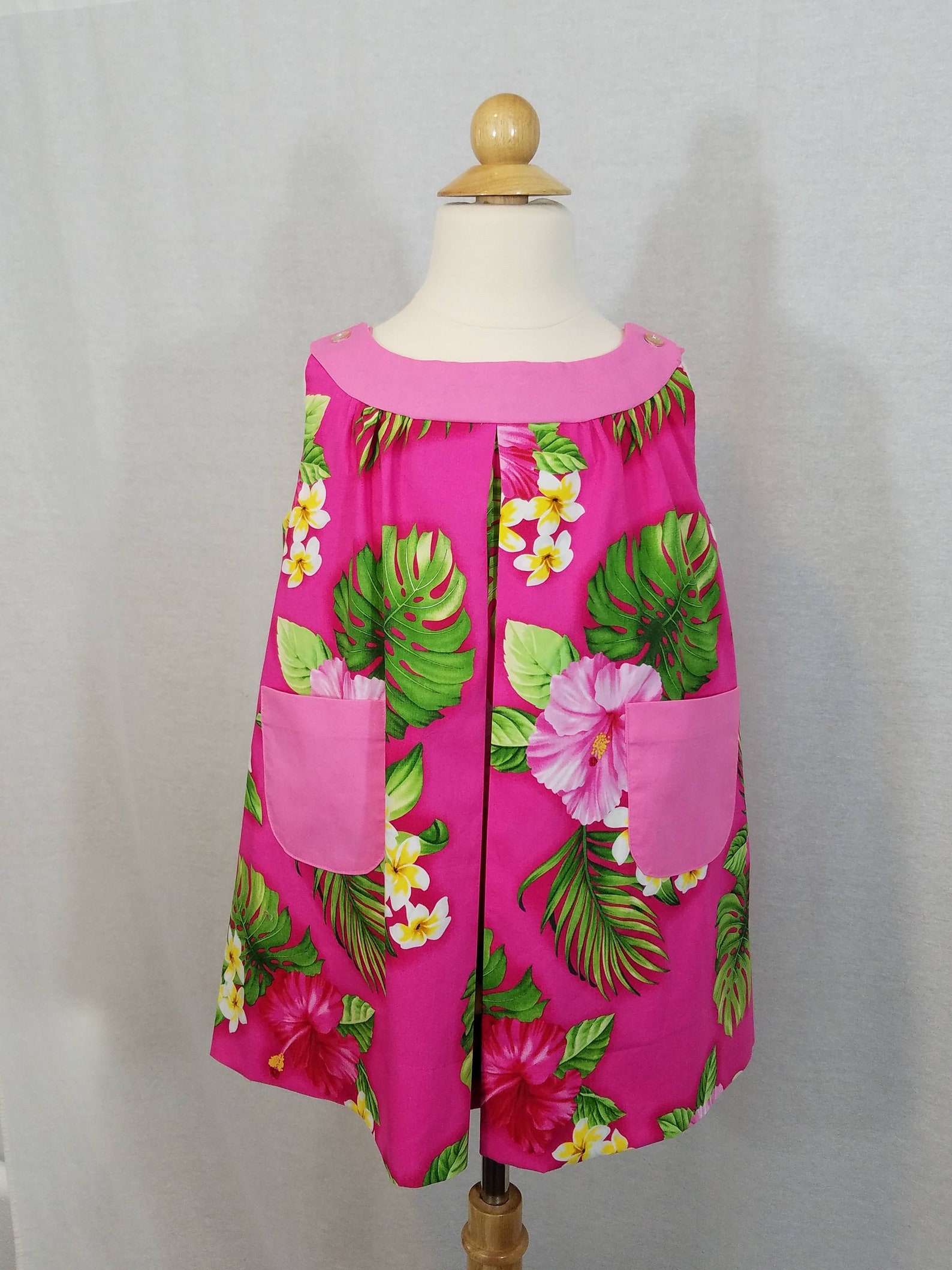 Robe Aloha fille Taille 5 Imprimé polynésien 100% Coton Muumuu hawaïen ...