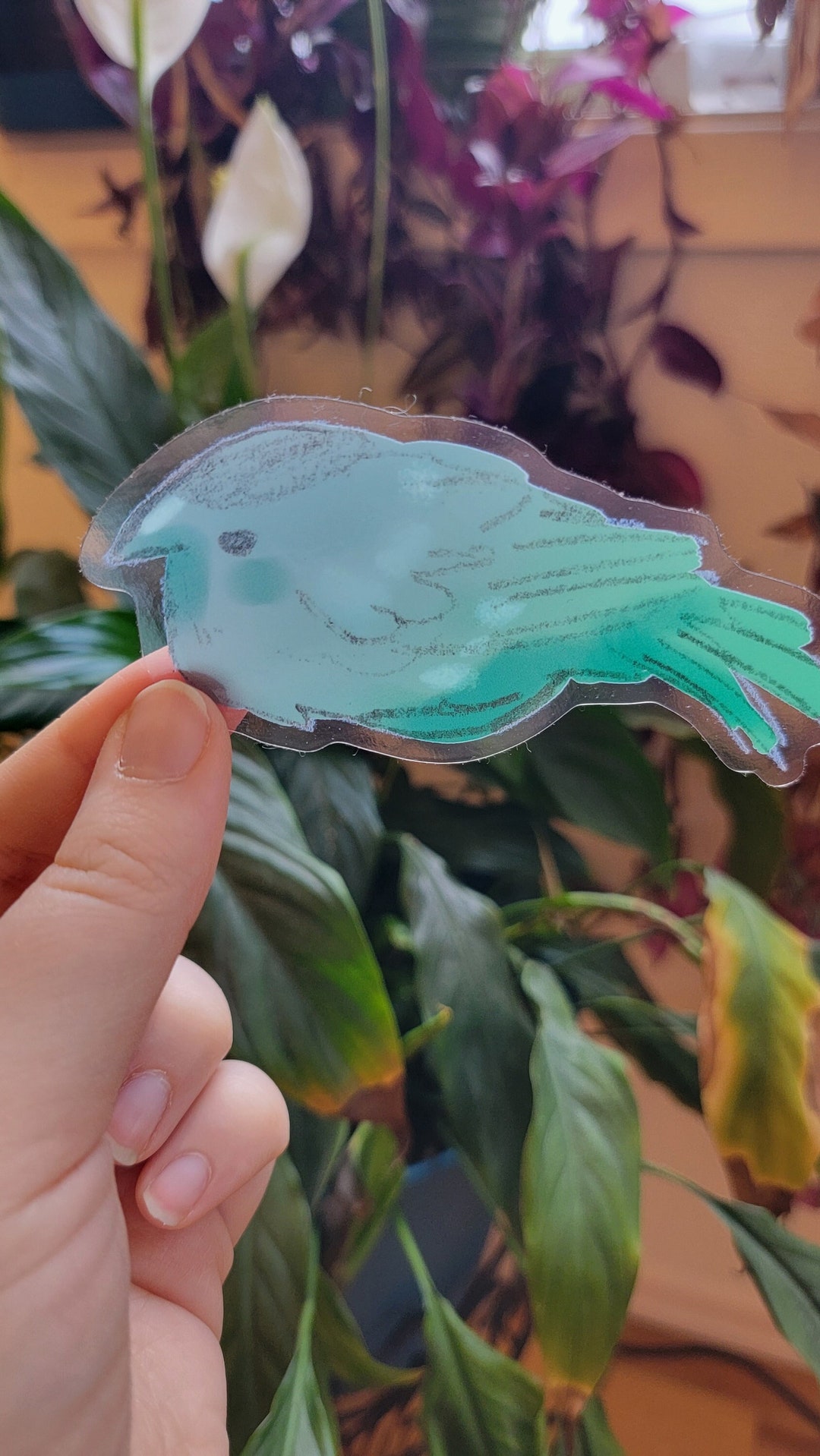 Blue Gummy Bird Sticker Transparent Vinyl Sticker Decoration for ...