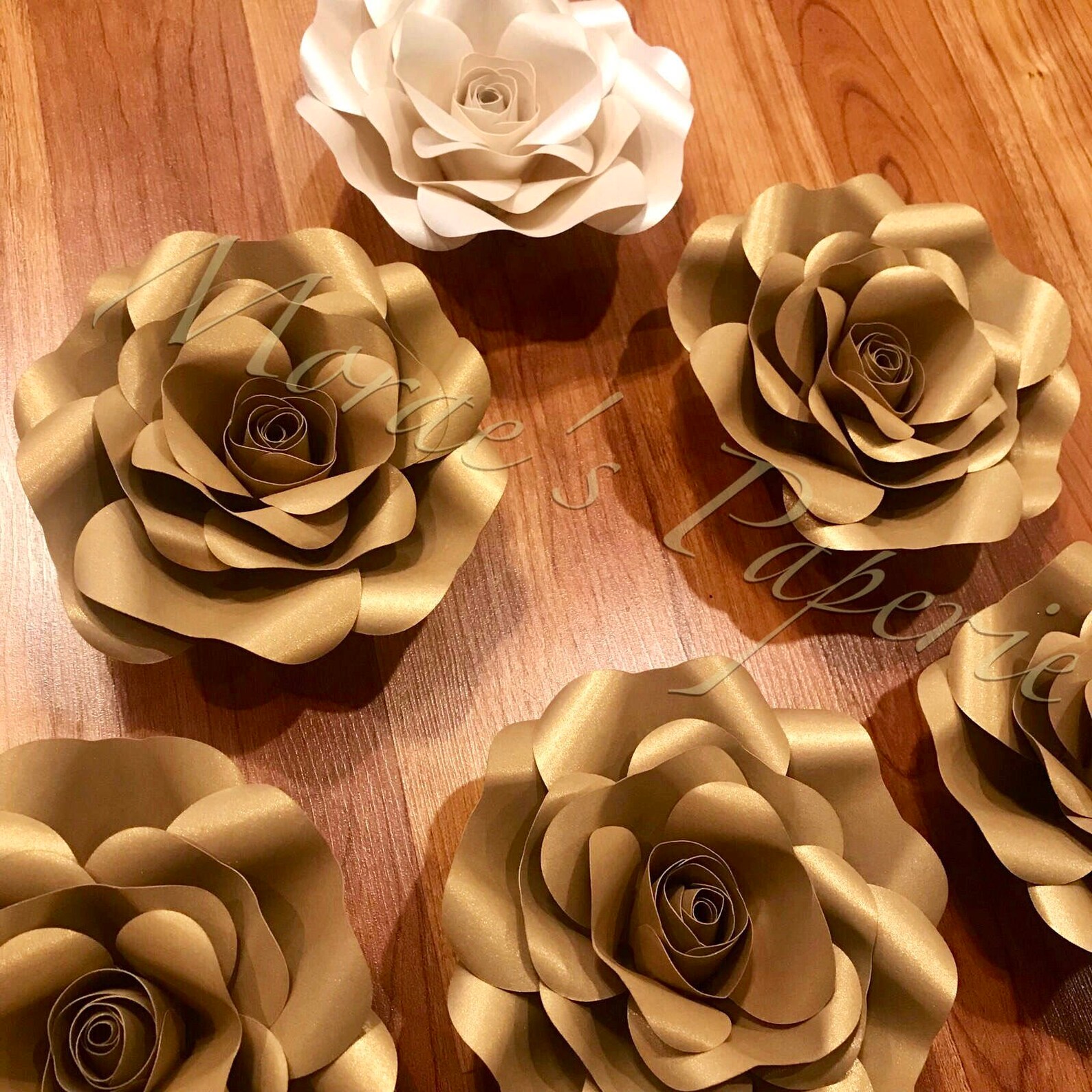 5 or 10 Pc Champagne and Gold Mini Rose Paper Flower Set - Etsy
