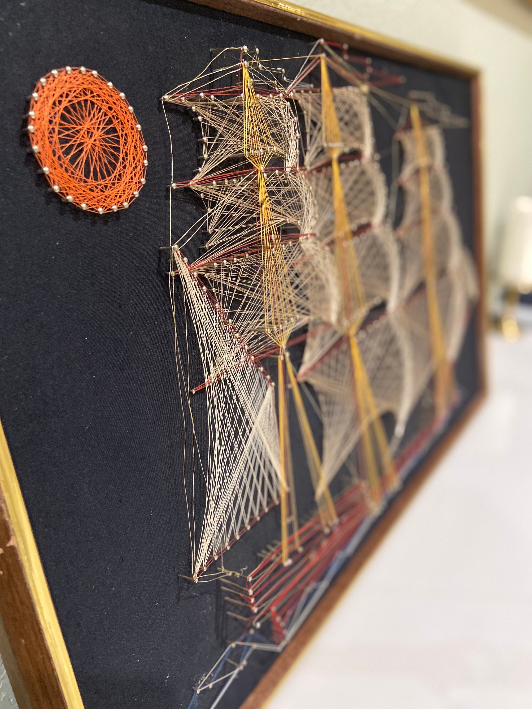 Vintage String Art Clipper Ship Wall Hanging Large - Etsy