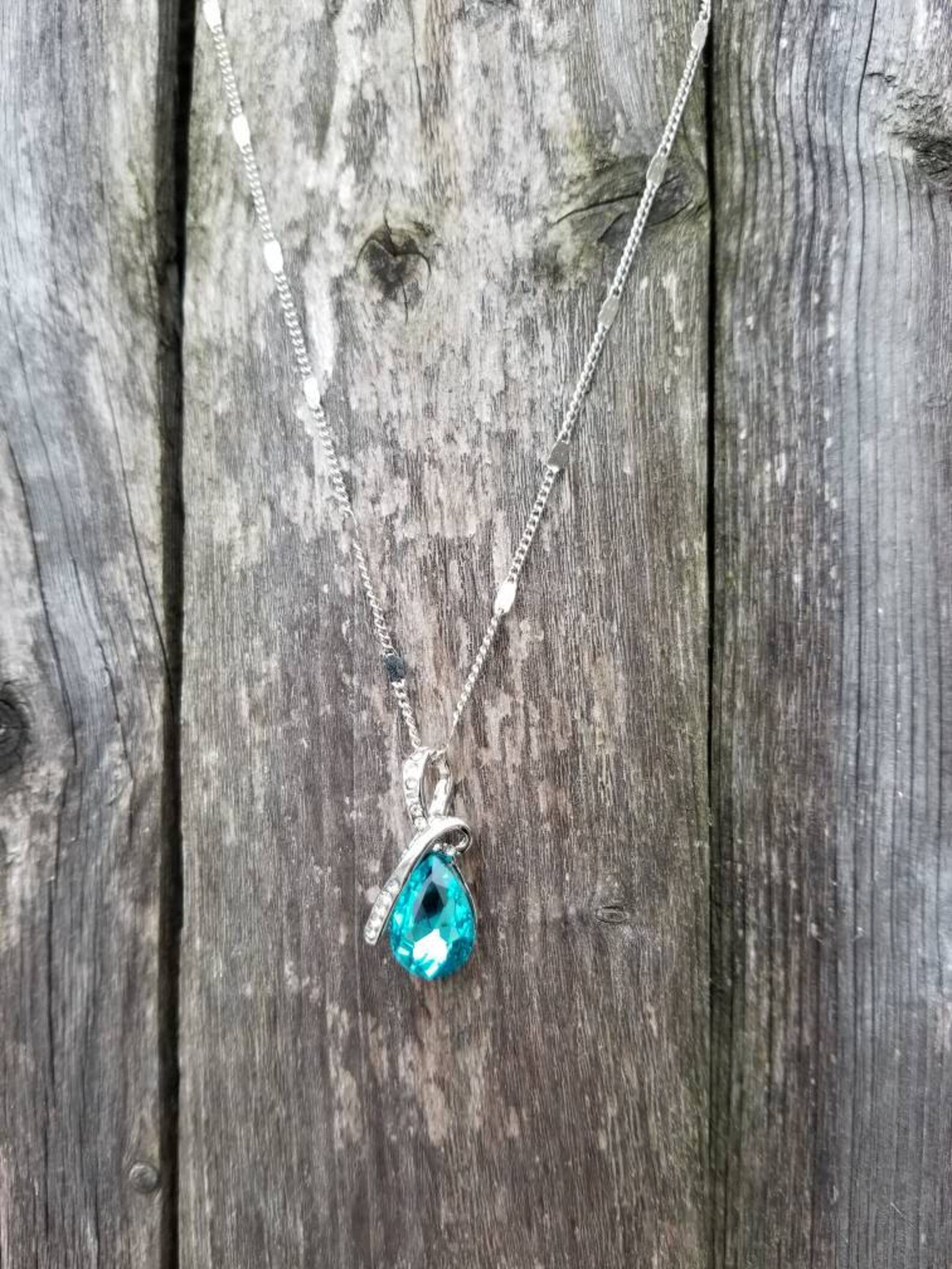 Light Blue Teardrop Blue Rhinestone Light Blue Bridesmaid Necklace ...