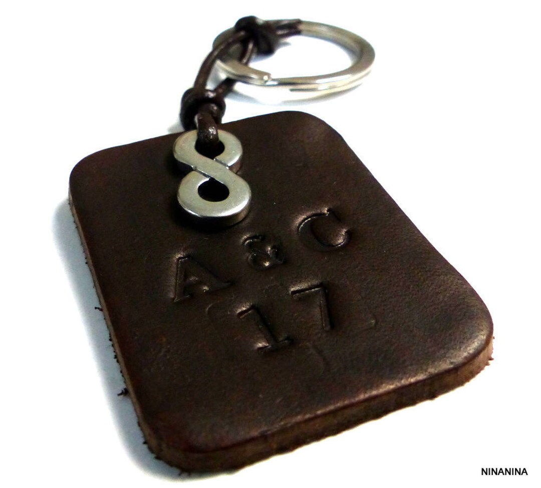 Infinity Personalized Leather Key Holder Stainless Steel Personalized ...
