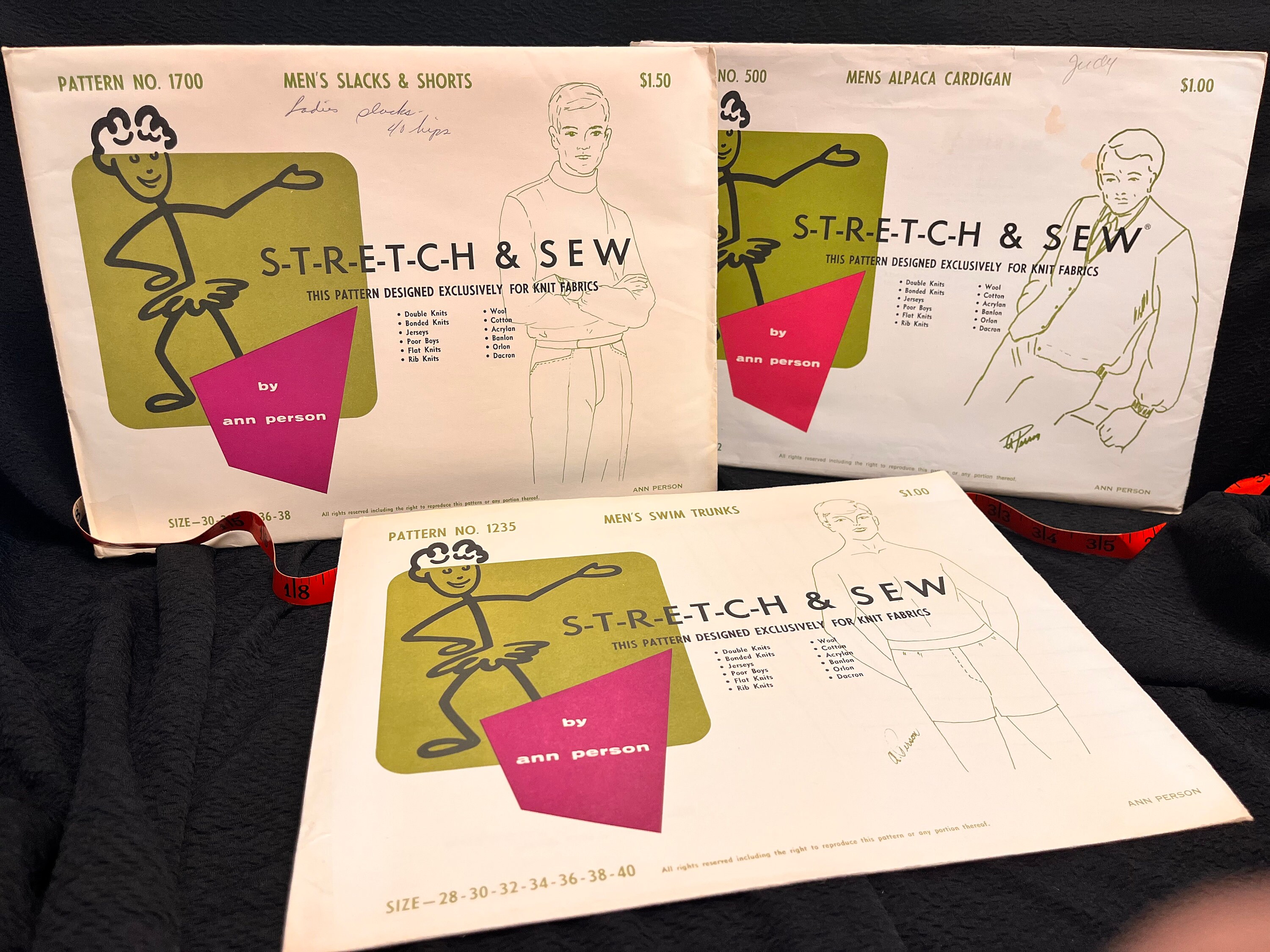 STRETCH & SEW Patterns Designed by Ann Person Knit Fabrics Men's Swim ...