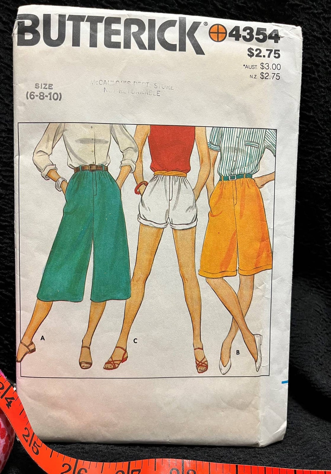 Butterick 4354 80's Culottes and Shorts in Mid-calf Length, With ...
