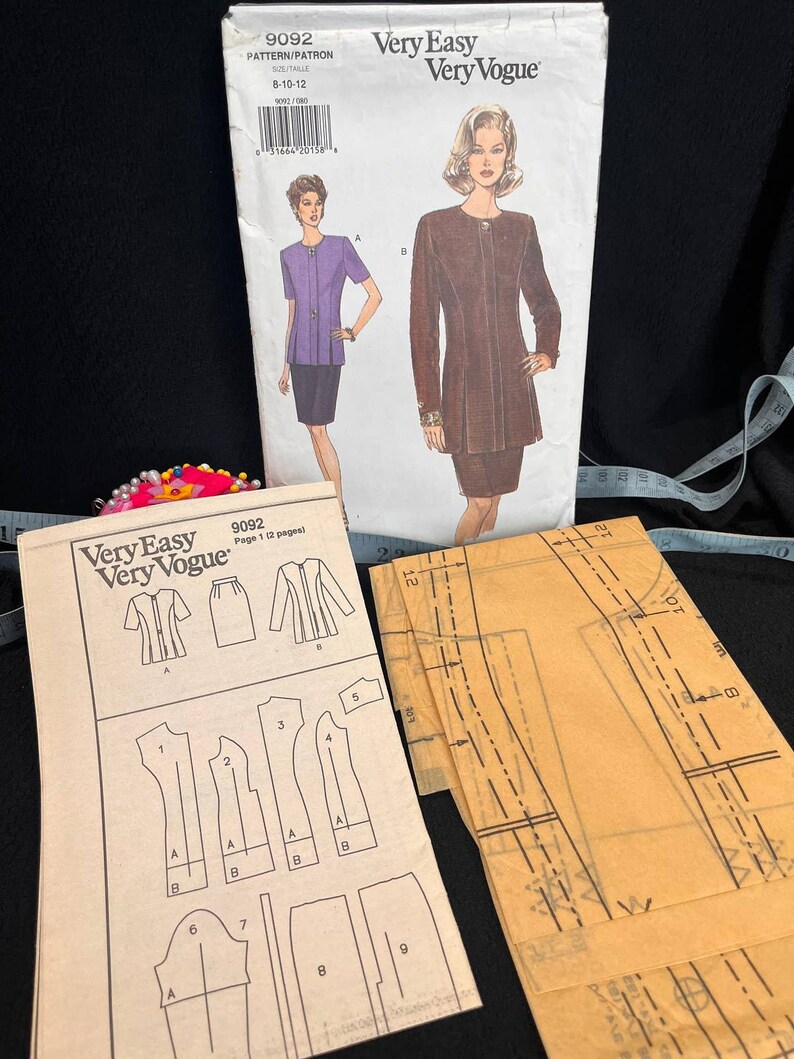 Very Easy Very Vogue 9092 Suit Jacket and Skirt 8-10-12 - Etsy