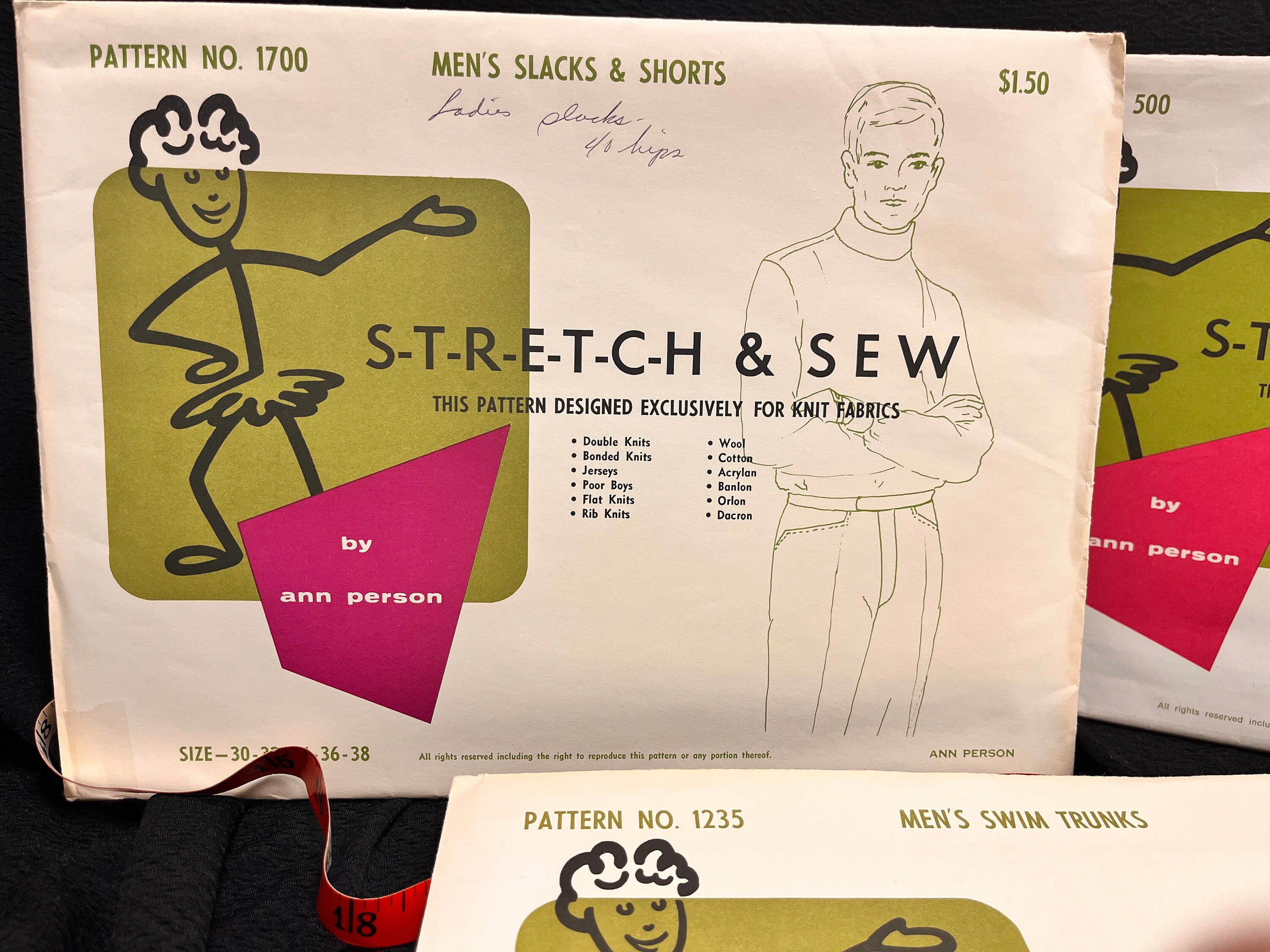 STRETCH & SEW Patterns Designed by Ann Person Knit Fabrics Men's Swim ...