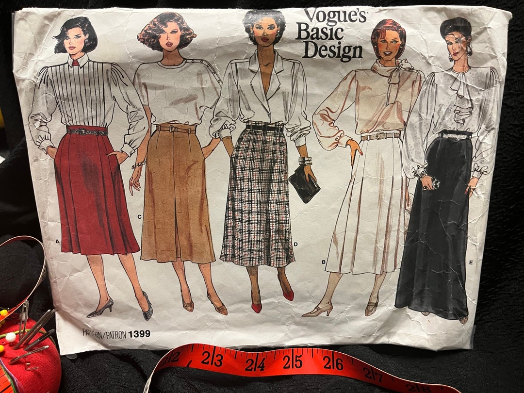 Vogue 1399 Basic Design Skirt Pattern Size 14 A-line or Slightly Flared ...