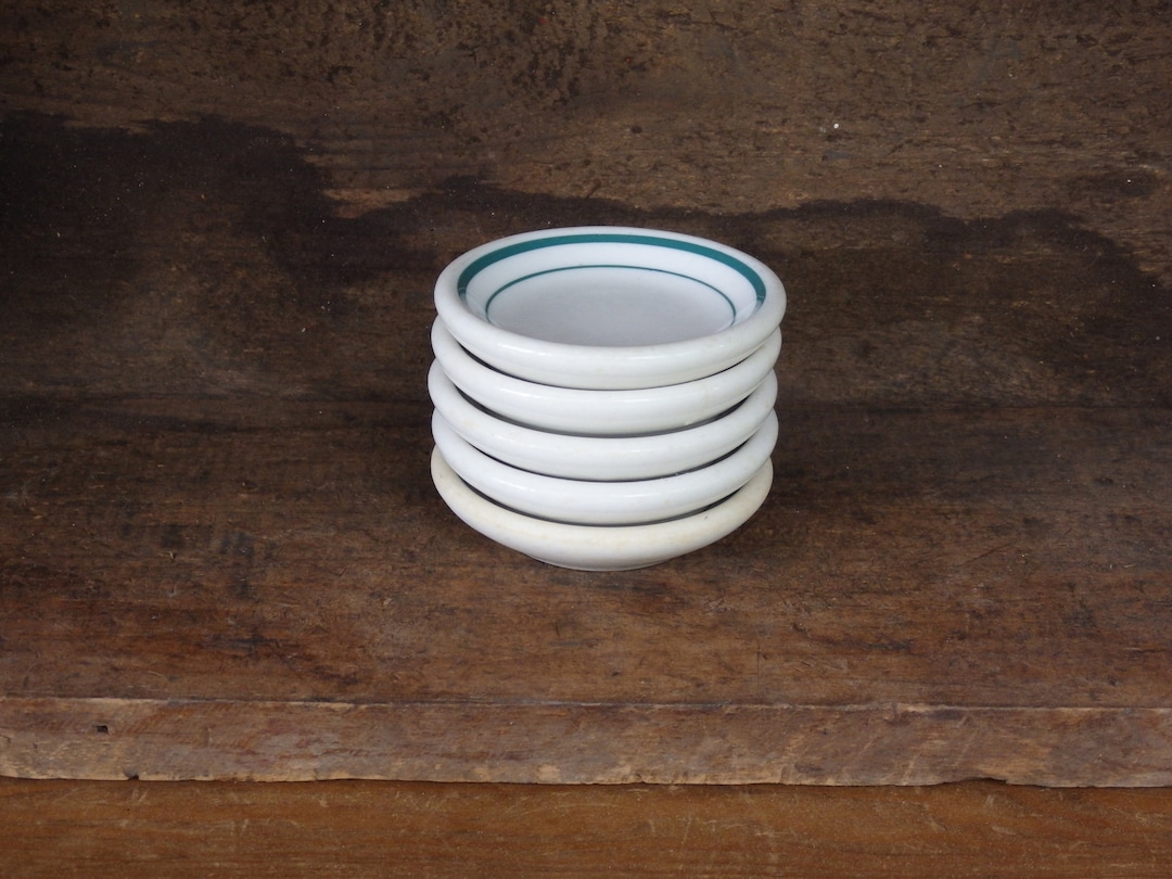 Vintage Restaurant Ware Chunky Double Green Striped Butter Pats Set of ...