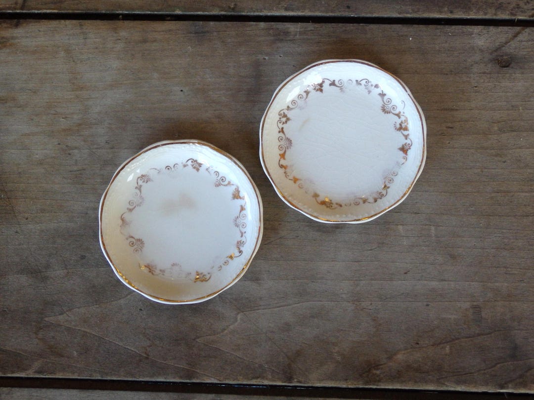 White and Gold Butter Pats, Set of 2 Vintage Butter Pats - Etsy