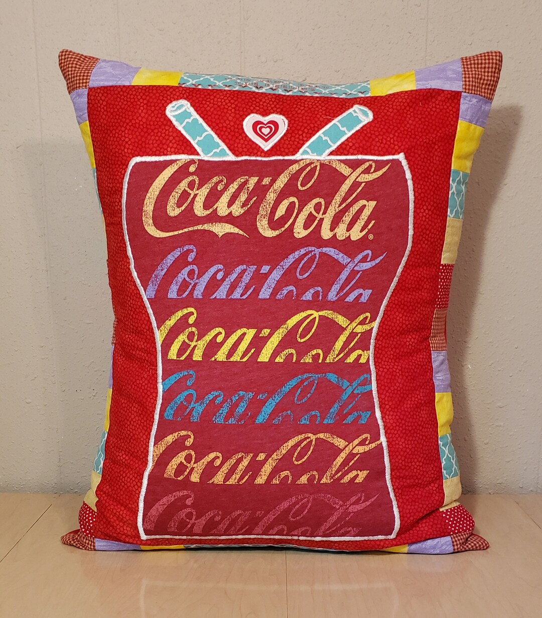 Coca Cola Patchwork Pillow - Etsy