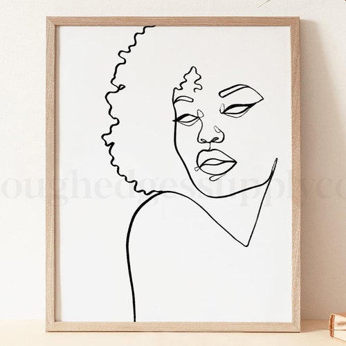 Black Woman Portrait Line Drawing African American Woman Line - Etsy