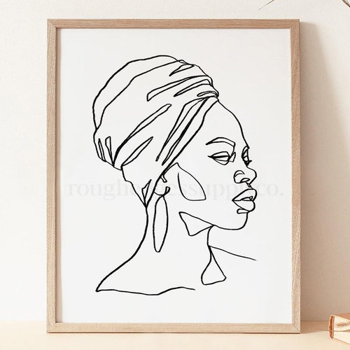Black Woman Portrait Line Drawing African American Woman Line - Etsy