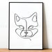 Cat Face Line Art Print, Minimal Cat Line Drawing, Abstract Cat Line ...