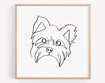 Yorkie Face One Line Drawing Print. Printable Black and White - Etsy Canada