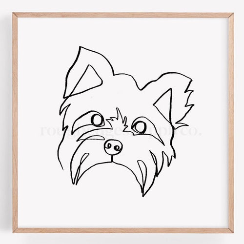 Yorkshire Terrier Dog Art Print Line Drawing Line Art Dog | Etsy