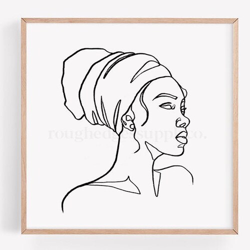 Black Woman Portrait Line Drawing African American Woman Line - Etsy