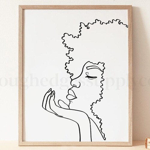 African American Line Art Abstract Black Woman Art - Etsy