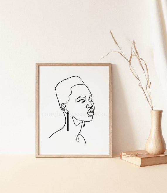 Black Woman Portrait Line Drawing African Woman Line Art Art | Etsy