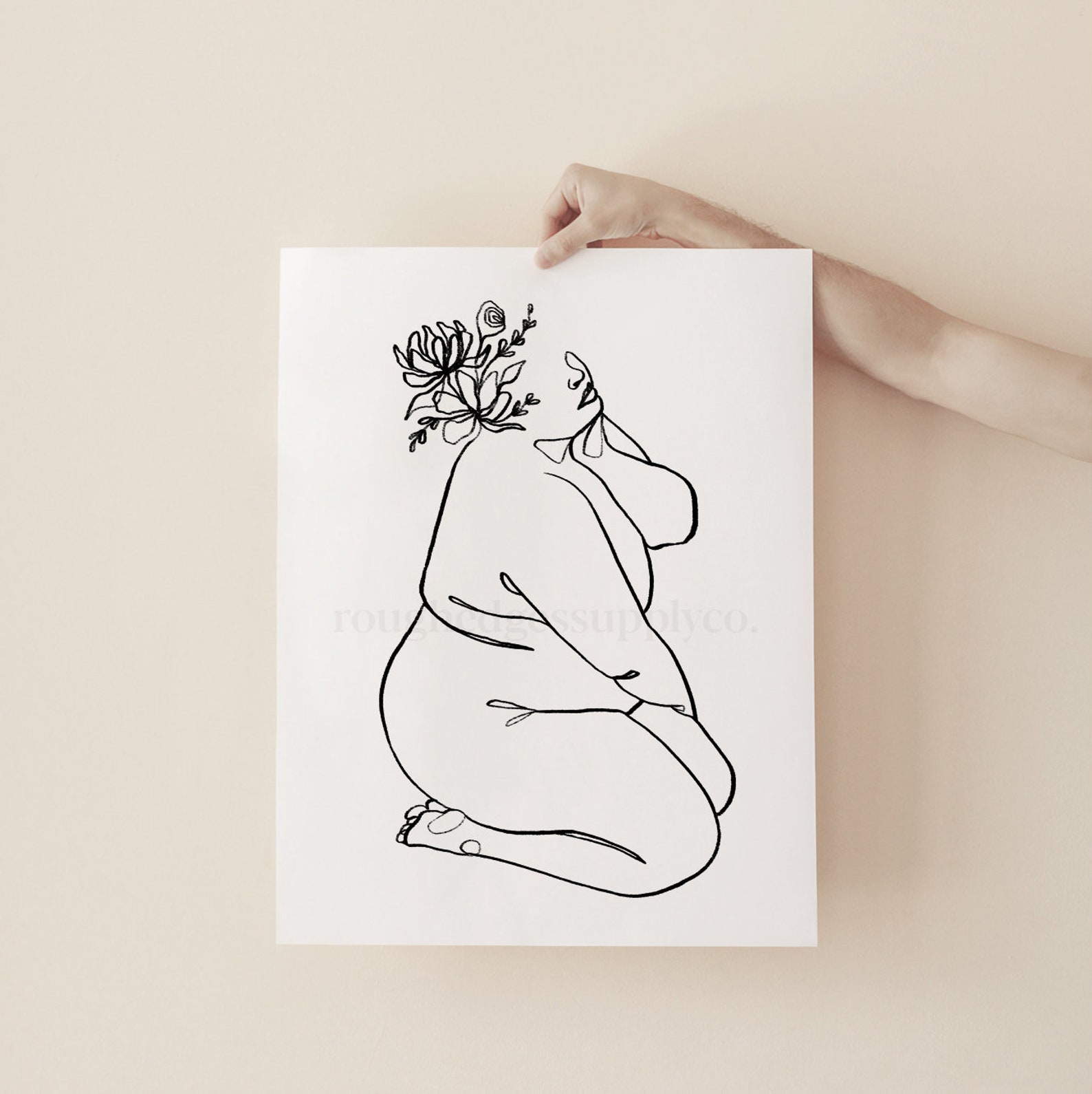 Body Positive Line Art Female Figure Art Print Minimalist Etsy