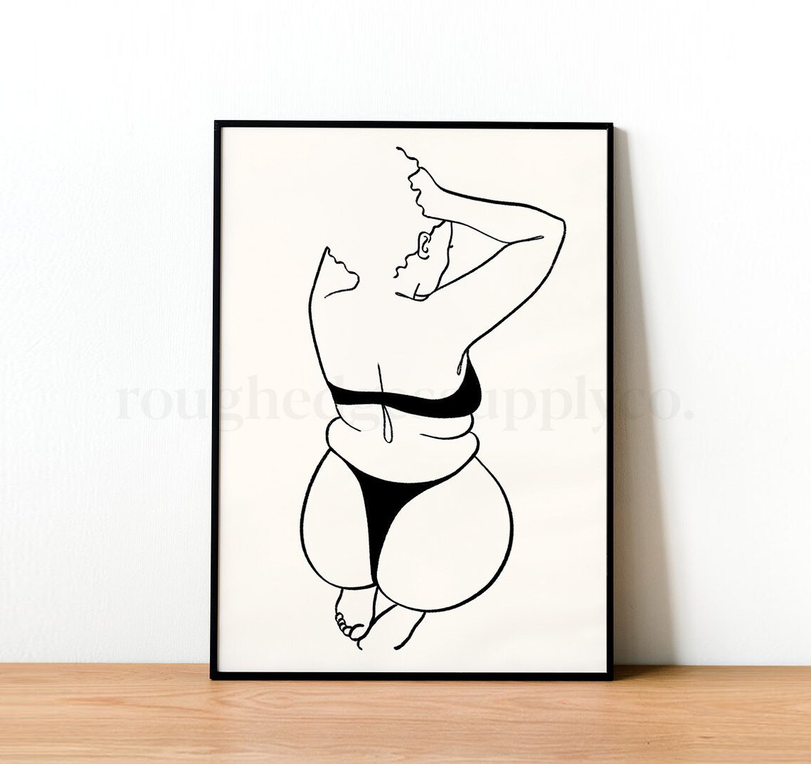 Body Positive Line Art Female Figure Art Print Minimalist Etsy