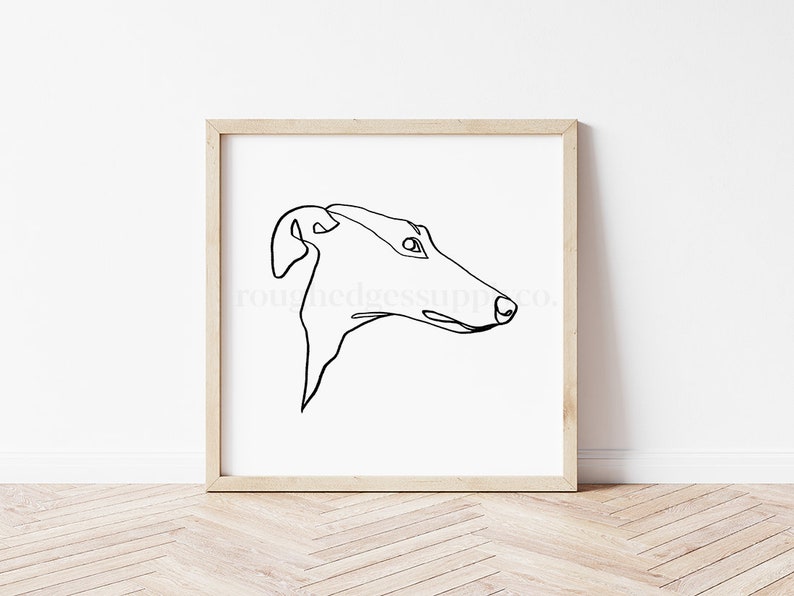 Greyhound Dog Art Print, Line Drawing, Line Art, Dog Pet Portrait, Dog ...
