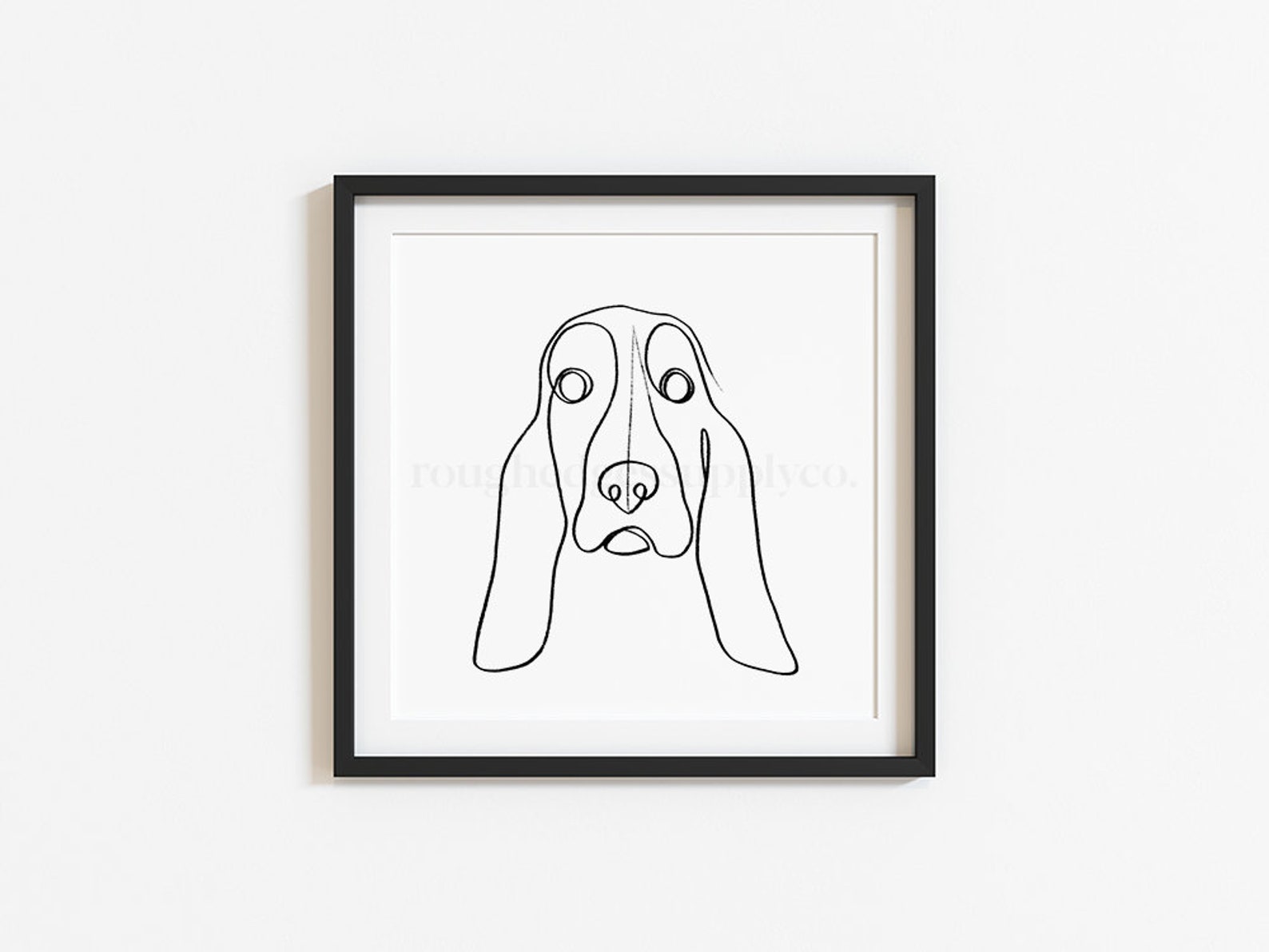 Basset Hound Art Print Line Drawing Minimal Animal Line Art | Etsy