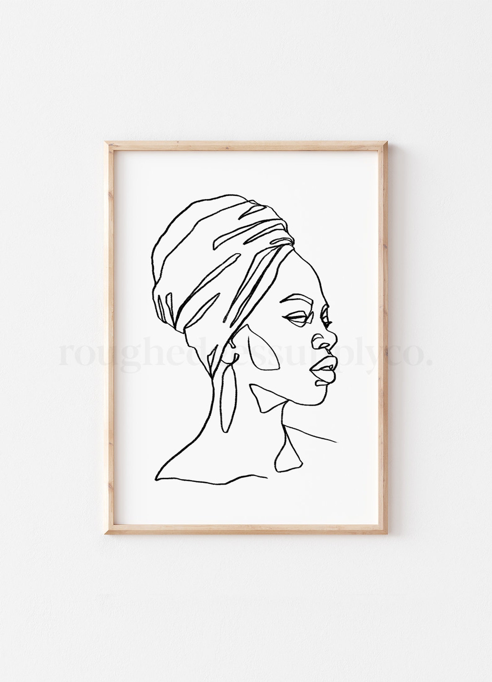 Black Woman Turban Portrait Line Drawing African American - Etsy