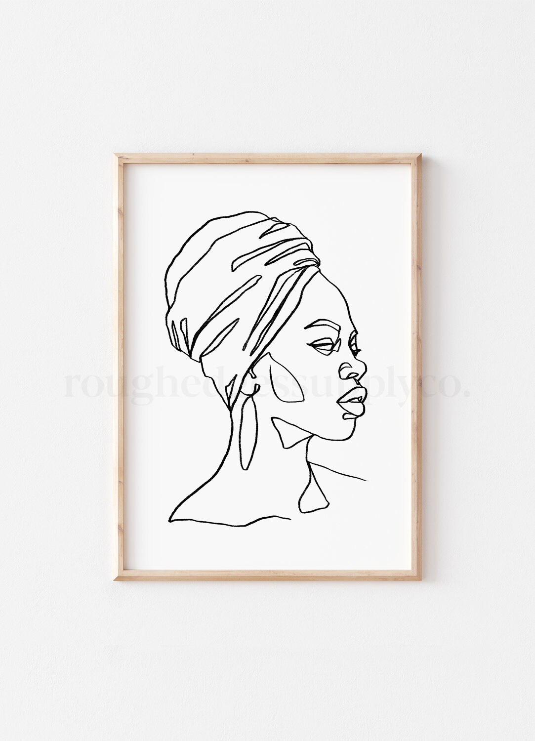 Black Woman Turban Portrait Line Drawing African American | Etsy