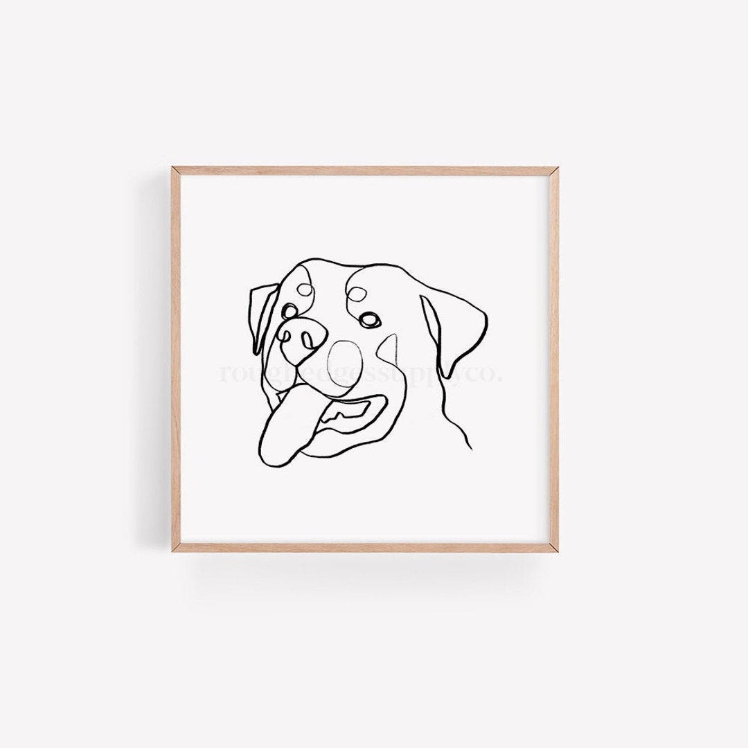 Rottweiler Dog Art Print, Line Drawing, Line Art, Dog Pet Portrait, Dog ...