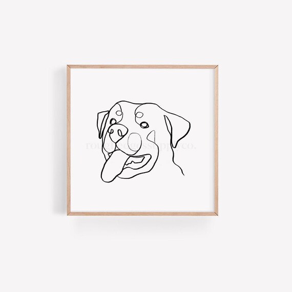 Rottweiler Dog Art Print Line Drawing Line Art Dog Pet | Etsy
