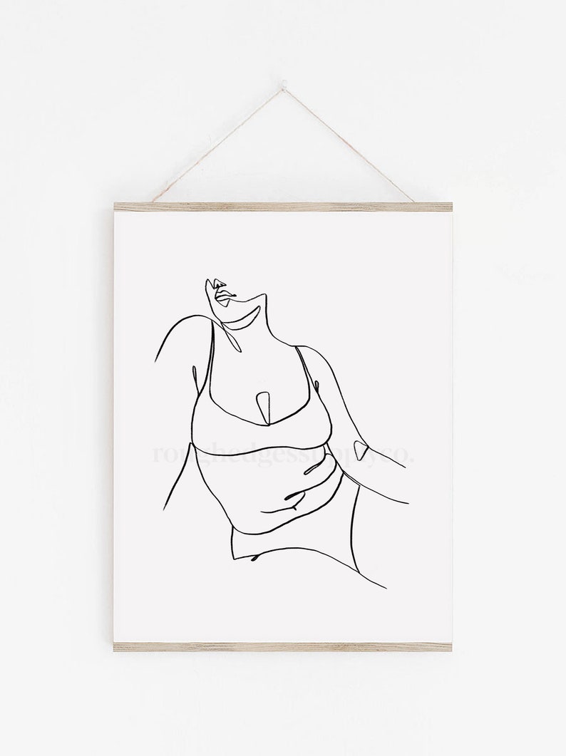 Body Positive Line Art Female Figure Art Print Minimalist Etsy