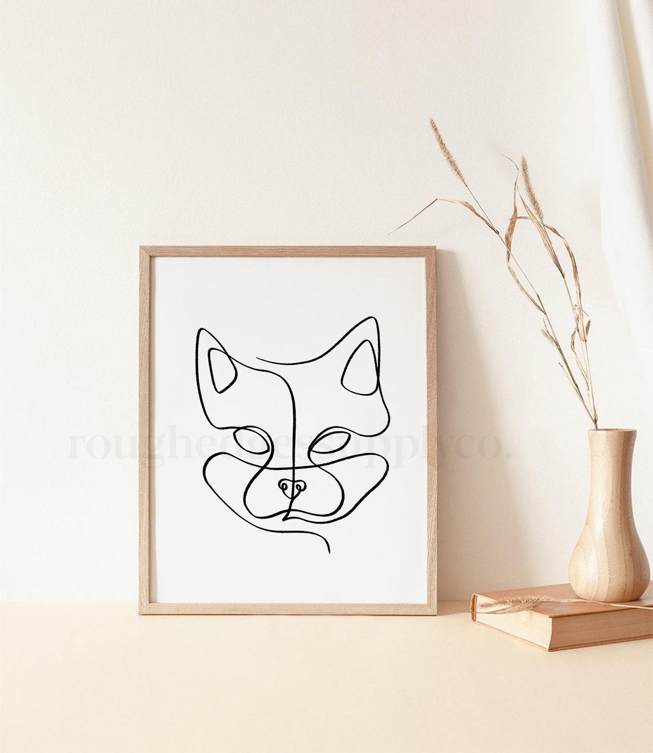 Cat Face Line Art Print Minimal Cat Line Drawing Abstract | Etsy
