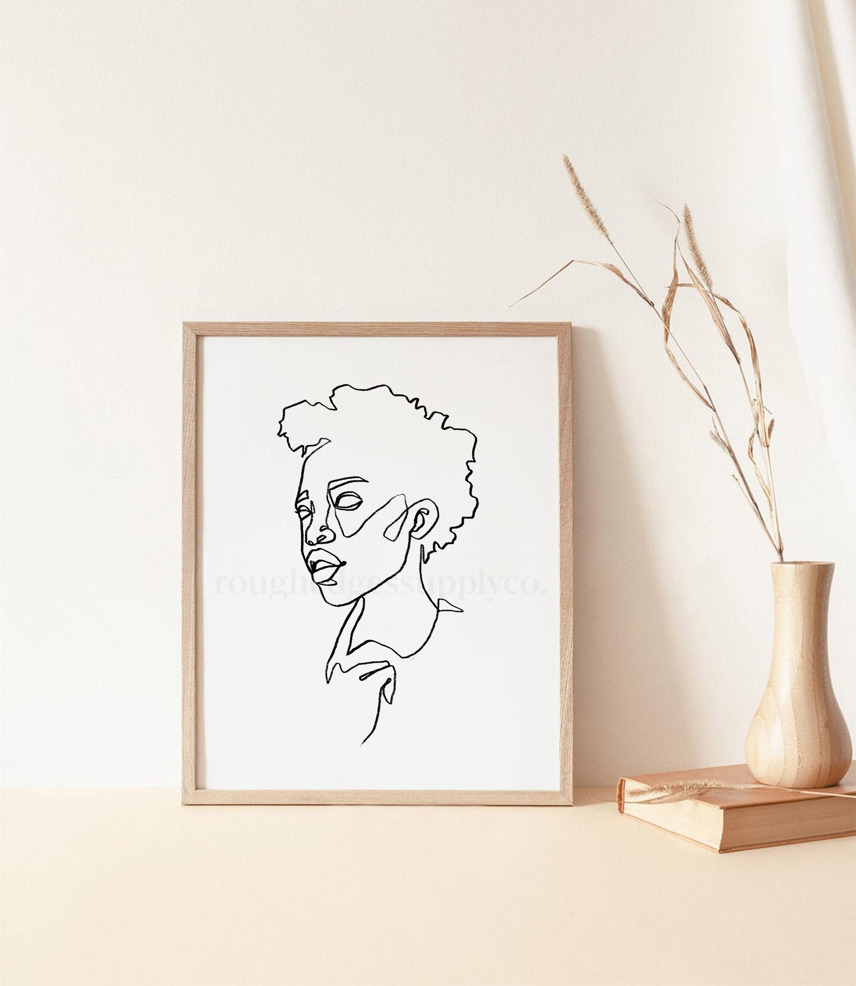 Black Woman Portrait Line Drawing, African American Woman Line Art ...
