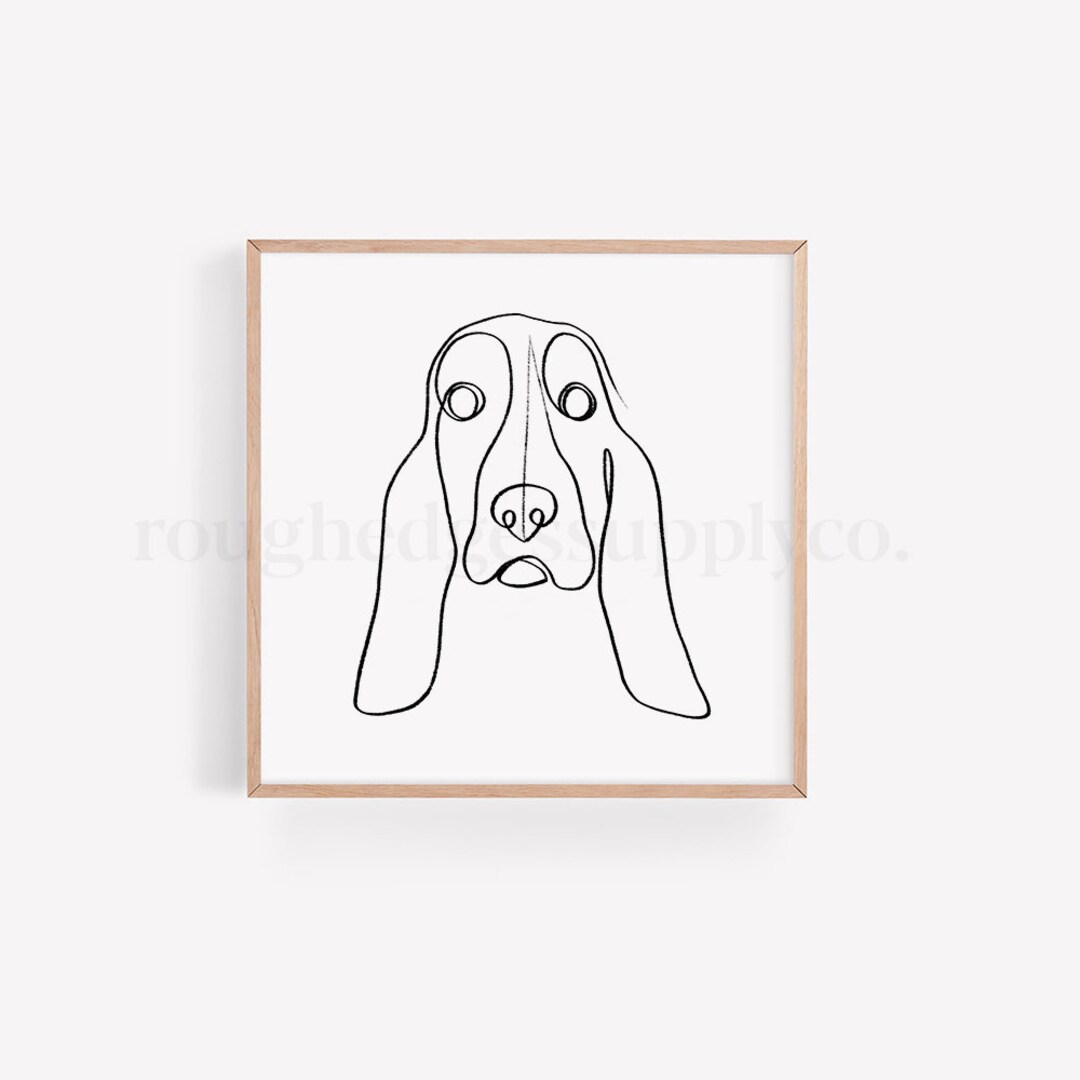 Basset Hound Art Print, Line Drawing, Minimal Animal Line Art, Pet ...