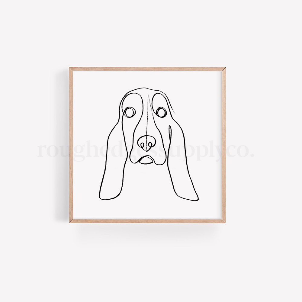 Basset Hound Art Print Line Drawing Minimal Animal Line Art - Etsy