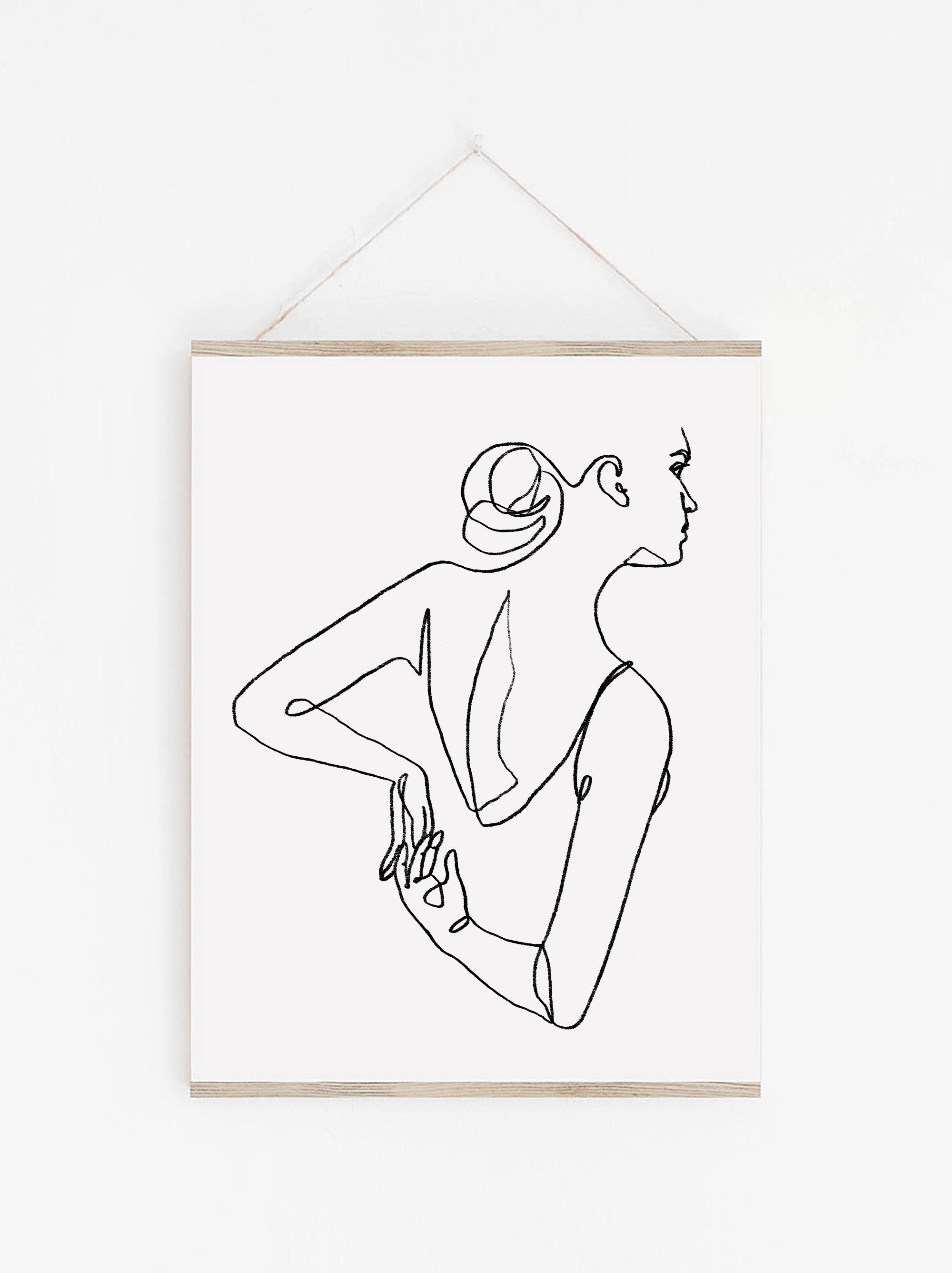 One Line Female Figure Art Print Minimalist Wall Art | Etsy