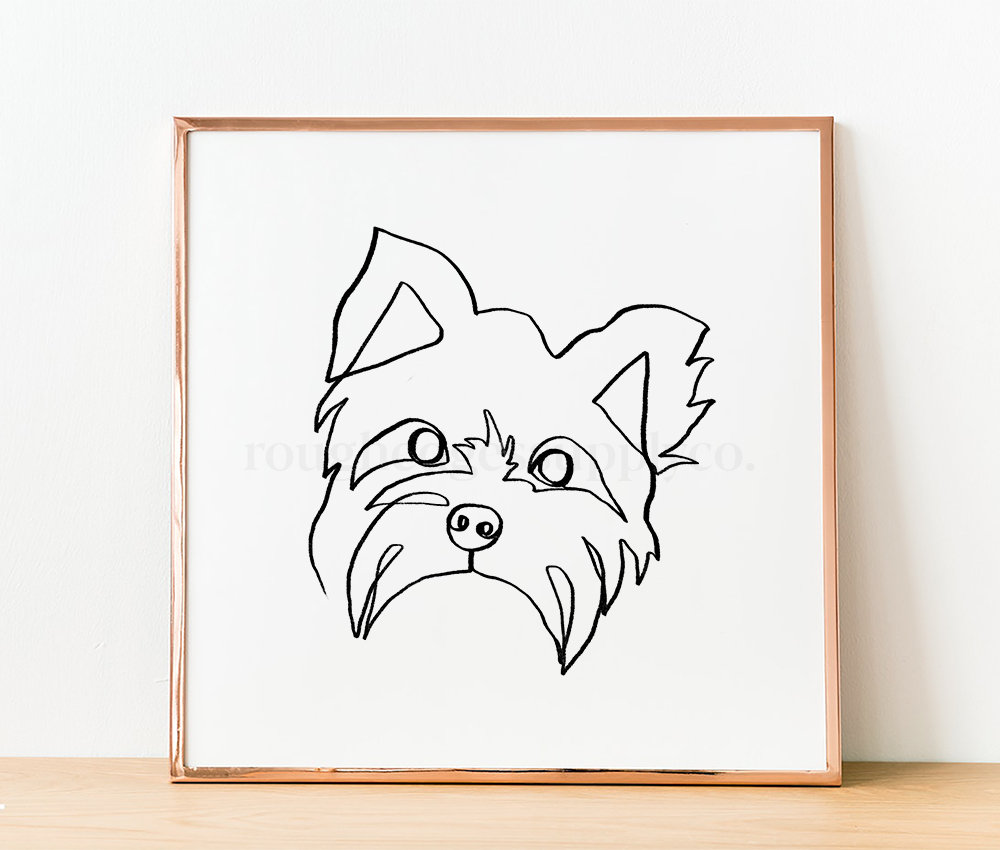 Yorkshire Terrier Dog Art Print Line Drawing Line Art Dog - Etsy