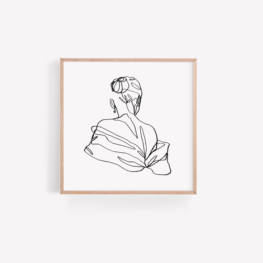 Back Silhouette of a Woman Line Art Print, Minimalist Wall Art ...