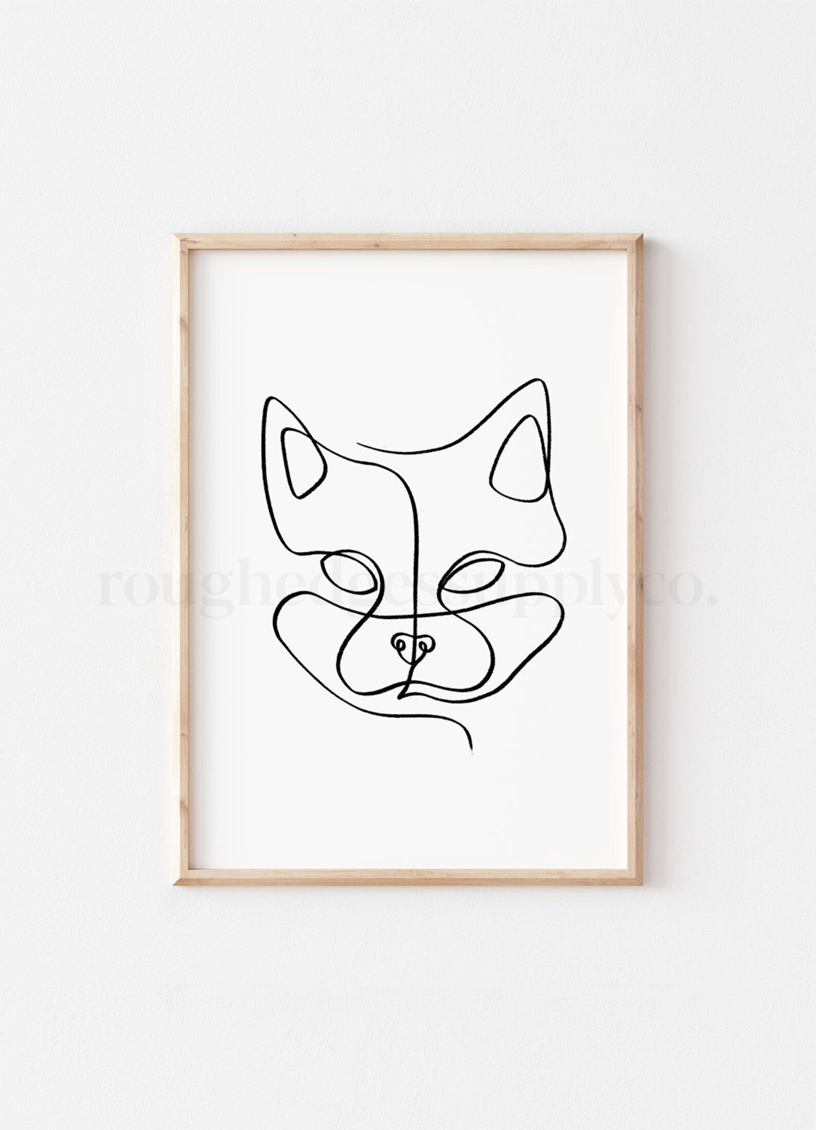 Cat Face Line Art Print Minimal Cat Line Drawing Abstract | Etsy