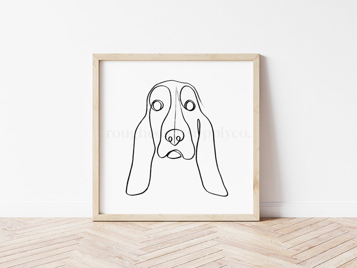 Basset Hound Art Print Line Drawing Minimal Animal Line Art - Etsy