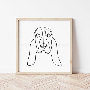 Basset Hound Art Print, Line Drawing, Minimal Animal Line Art, Pet ...