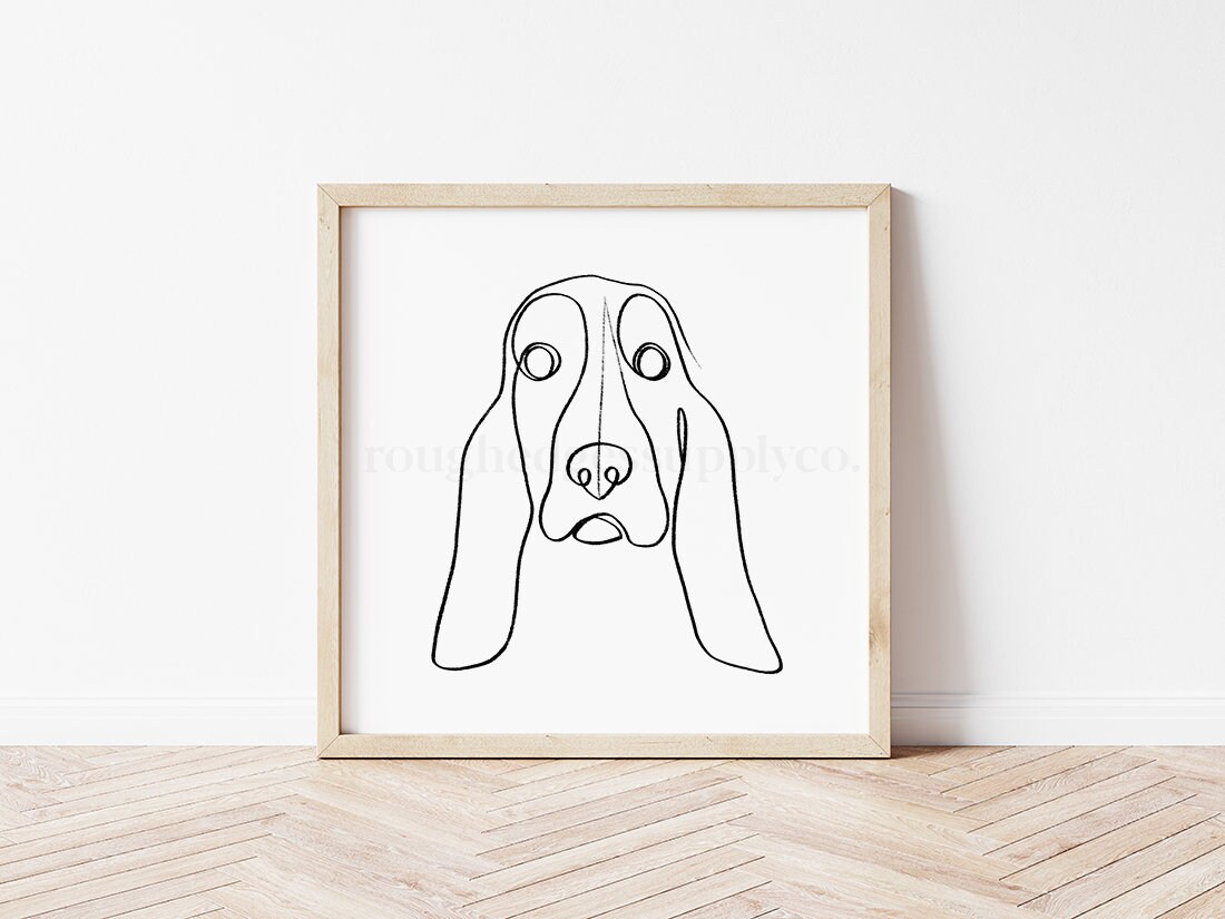 Basset Hound Art Print, Line Drawing, Minimal Animal Line Art, Pet ...