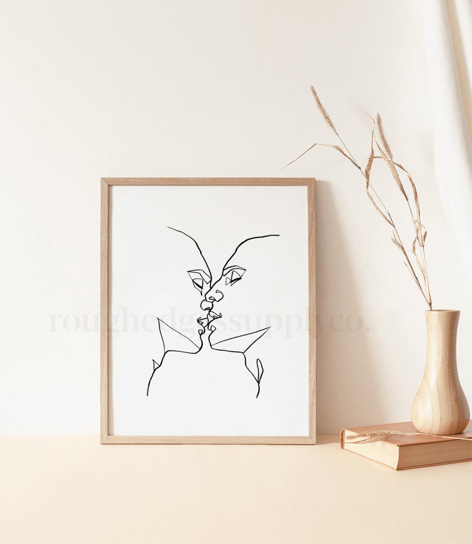 Gay Couple Kissing Line Art Print, Gay Couple Line Drawing, Gay Minimal ...